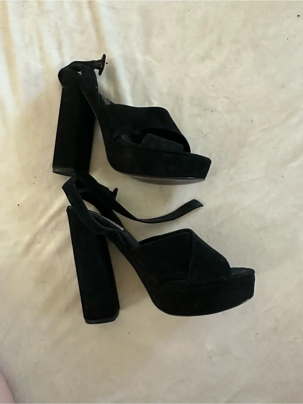 Steve Madden | Shoes | Steve Madden Black Suede Platform Block Heel ...